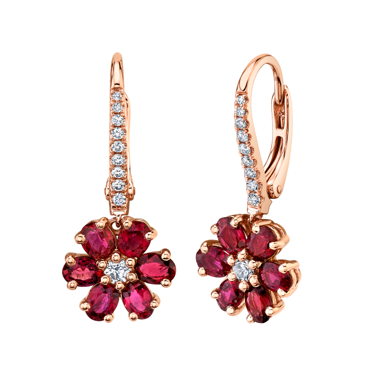 Floret Ruby Drop Earrings | Saint Liberty USA