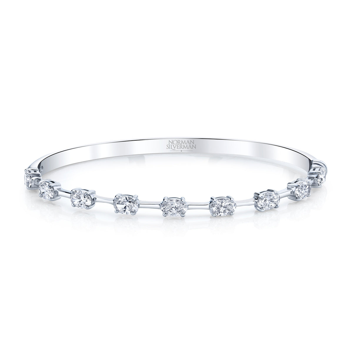 East West Oval Cut Bar Bangle Bracelet | Saint Liberty USA