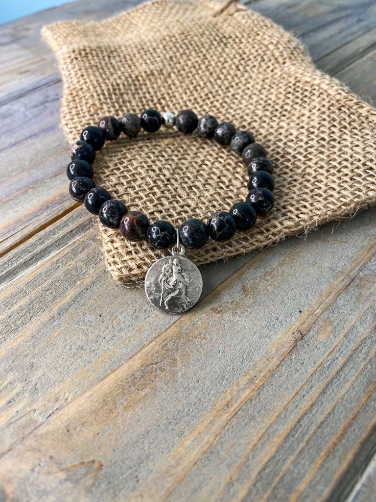 St. Christopher - Black Jasper | Saint Liberty USA