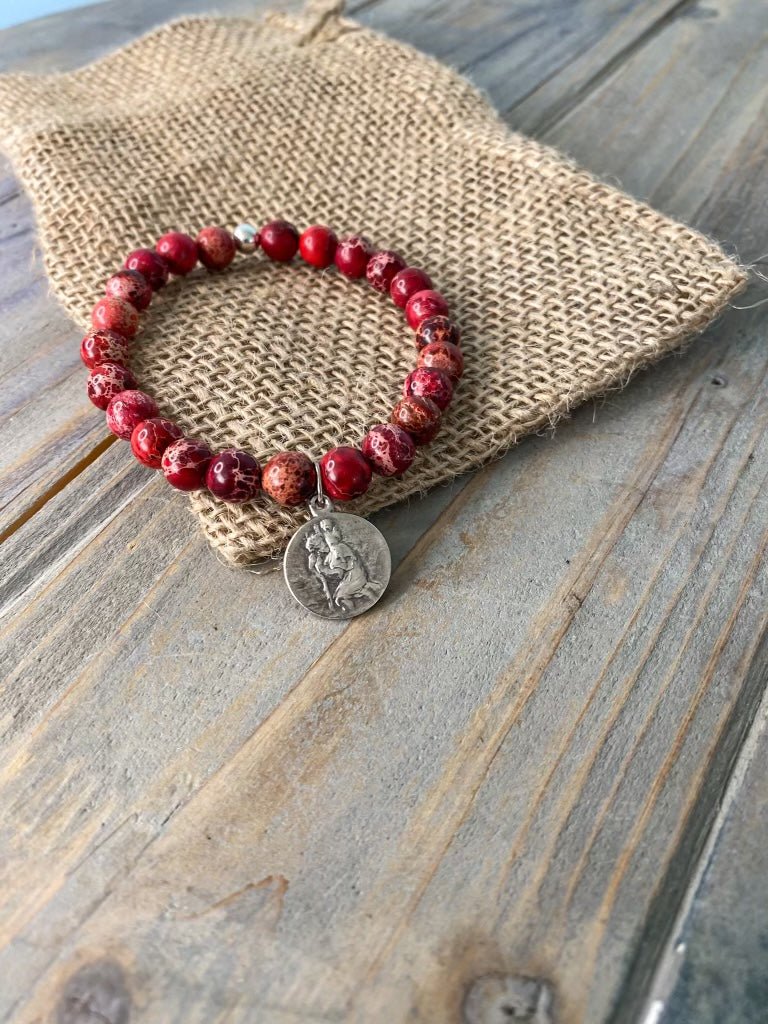 St. Christopher - Red Jasper | Saint Liberty USA